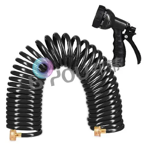 Retractable Garden Coil Hose Pipe With 8 Function Water Spray Gun ...