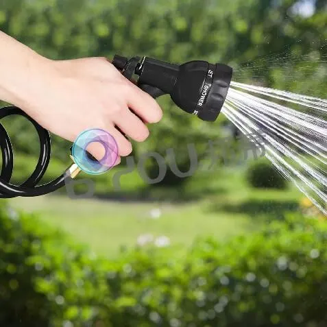 Retractable Garden Coil Hose Pipe With 8 Function Water Spray Gun ...